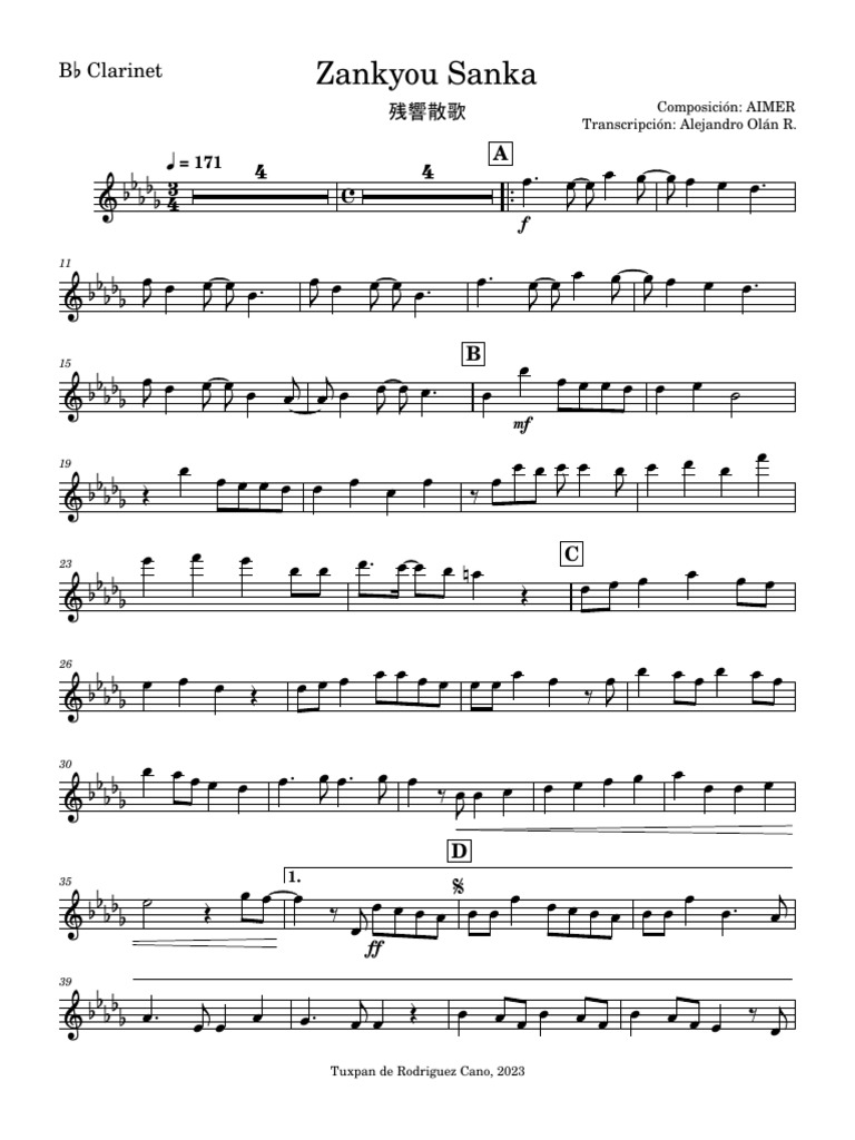 Zankyou Sanka-Clarinete - en - Sib | PDF