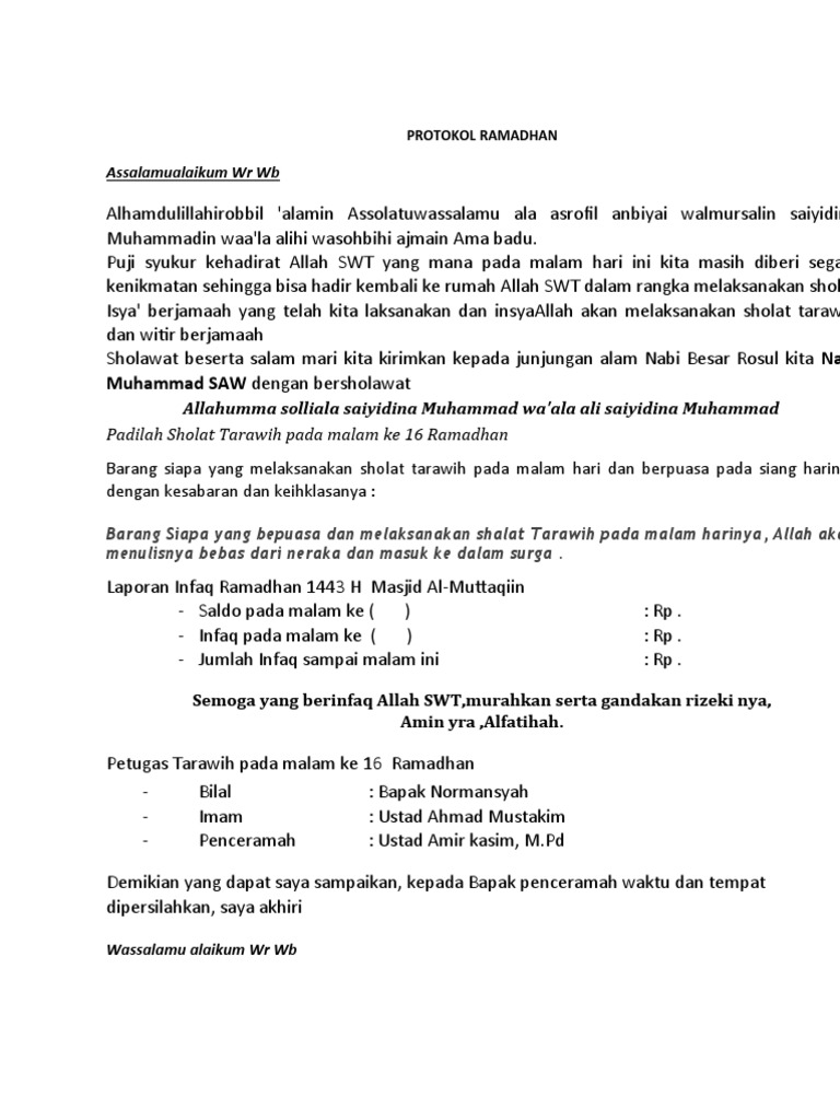 Protokol Ramadhan 1444 H-2023 M | PDF