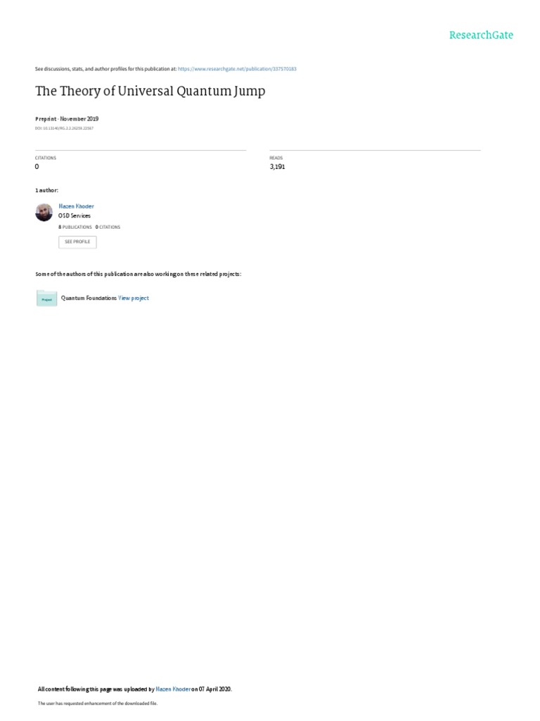 Quantum Jump Model | PDF | Quantum Mechanics | Electron