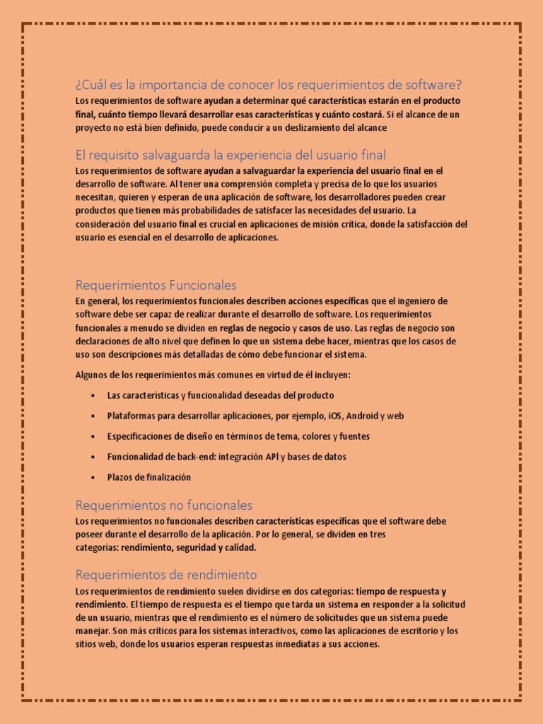 Cuál Es La Importancia de Conocer Los Requerimientos de Software | PDF ...
