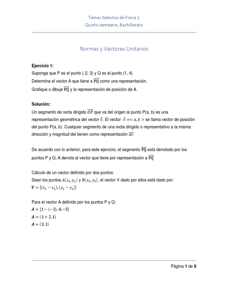 Normas y Vectores Unitarios | PDF | Vector Euclidiano | Sistema de ...
