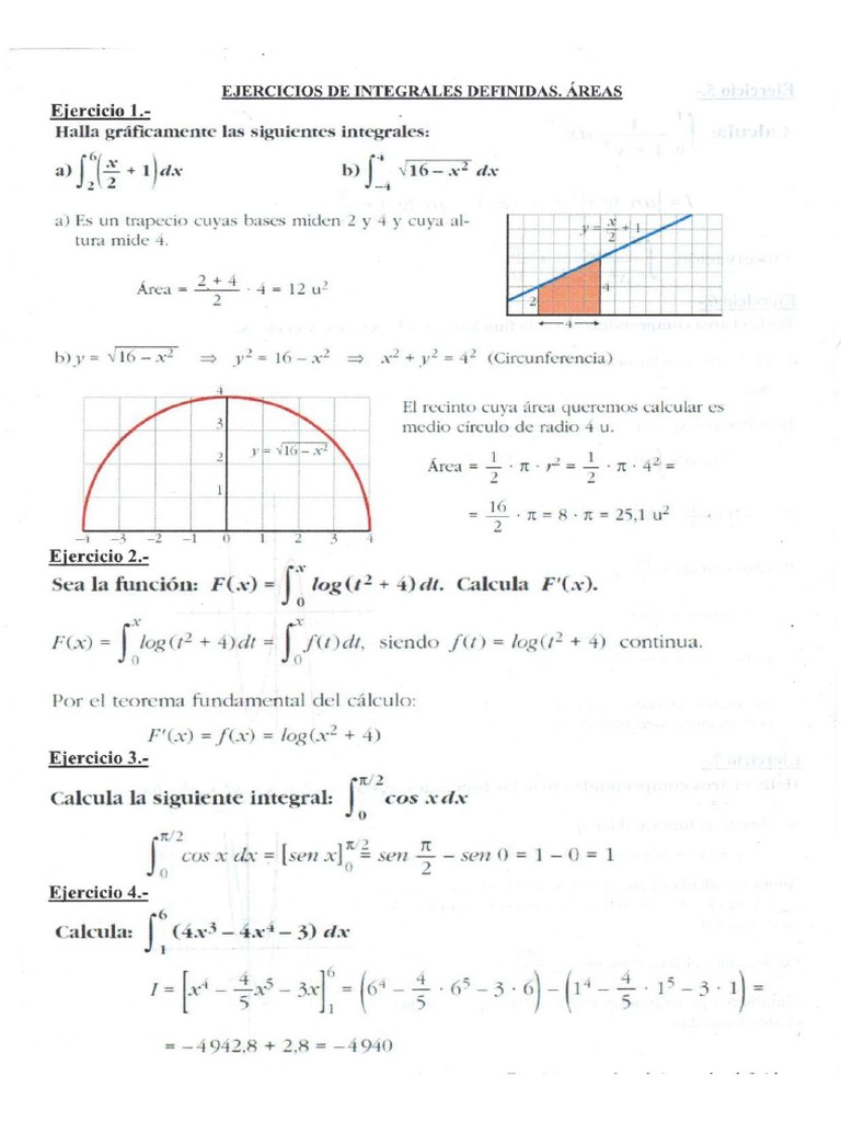 Ejercicios de Integrales Definidas-Áreas | PDF