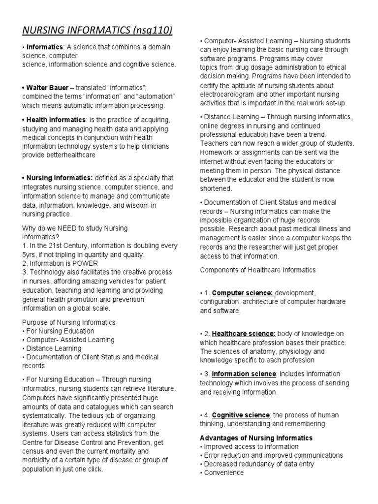 Nursing Informatics | PDF | Health Informatics | Nursing