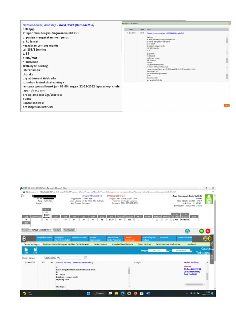 Natalia Anwar, Amd - Kep - INPATIENT (Bernadeth II) | PDF