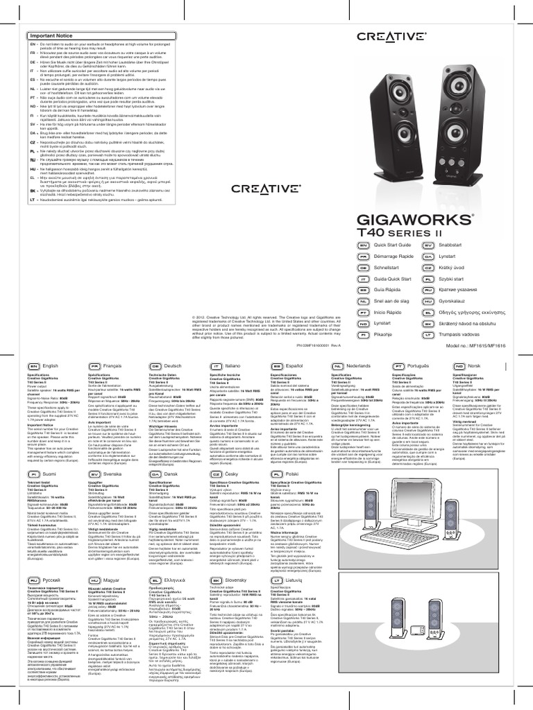 Creative Gigaworks T40 Series II | PDF