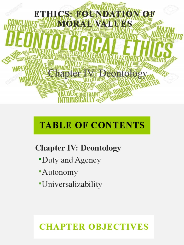 Ethics: Foundation of Moral Values: Chapter IV: Deontology | Download Free PDF | Applied Ethics ...