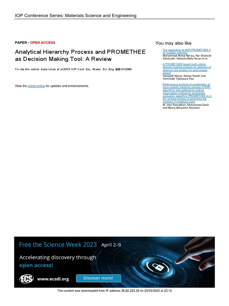 Ishak 2019 IOP Conf. Ser. Mater. Sci. Eng. 505 012085 | PDF | Decision ...