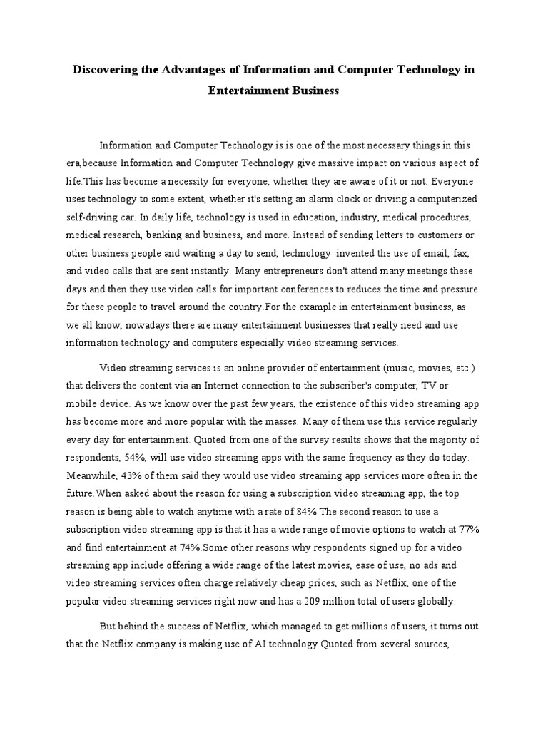 Essay - Discovering The Advantages of Information and Computer ...