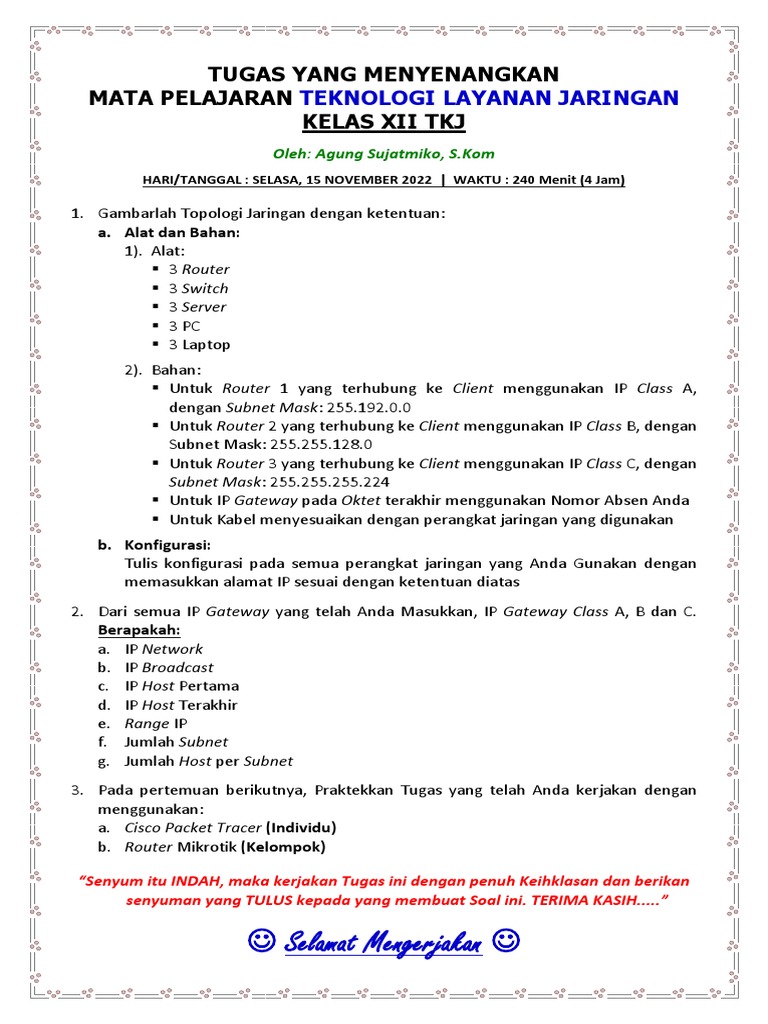 Tugas TLJ KLS Xii TKJ | PDF