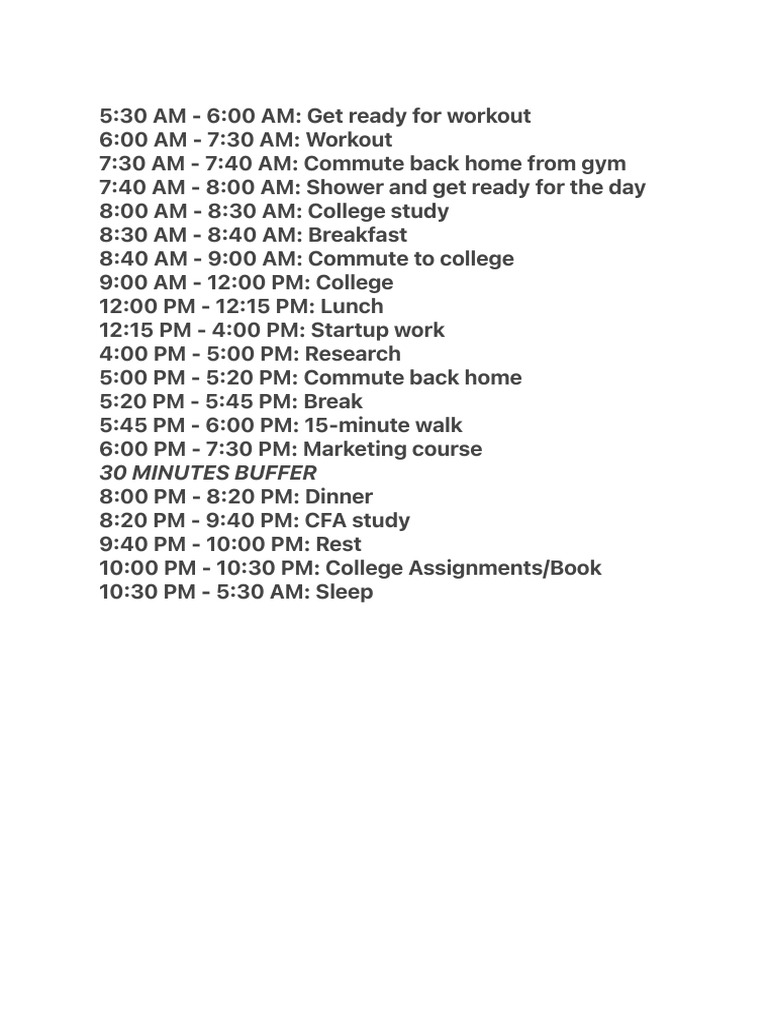 5:30 AM - 6:00 AM: Get Ready For Workout PDF | PDF | Wellness