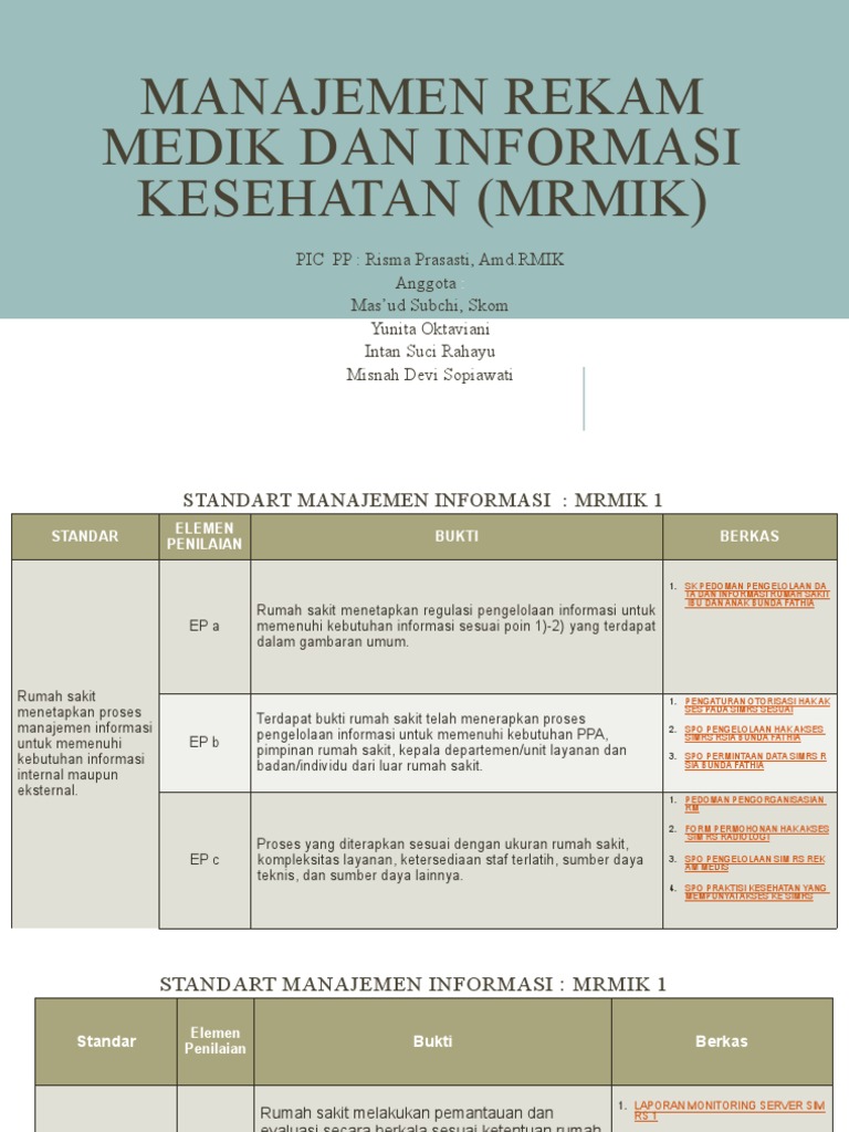 Manajemen Rekam Medik Dan Informasi Kesehatan (Mrmik | PDF