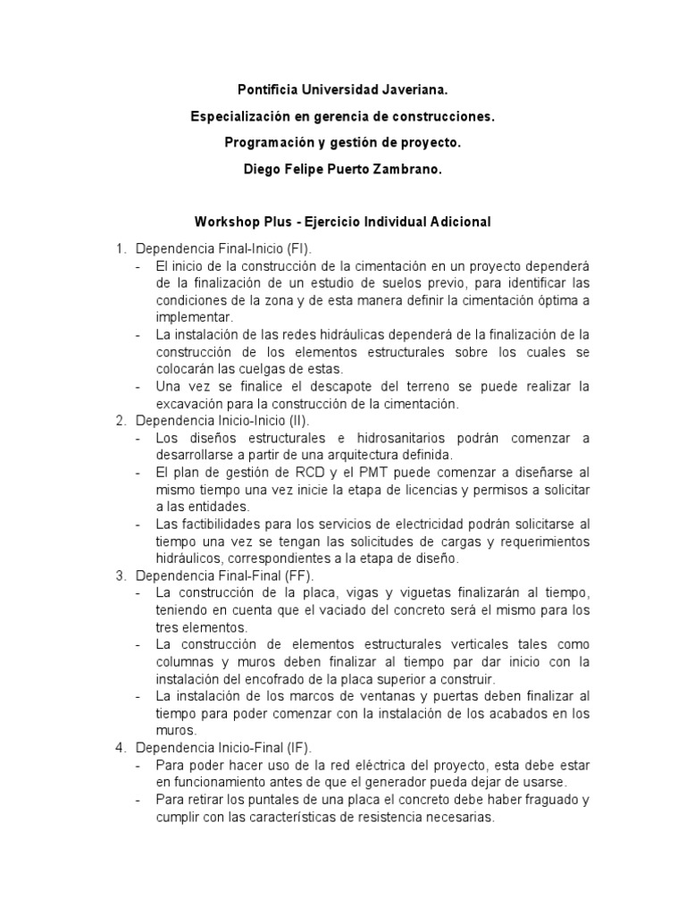 Workshop Plus - Ejercicio Individual Adicional | PDF