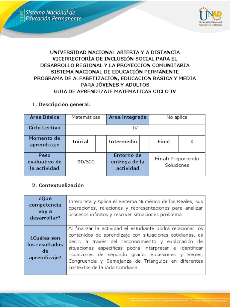 Guía de Aprendizaje - Funciones y Ecuaciones Cuadráticas - Matemáticas Ciclo IV Final | PDF ...