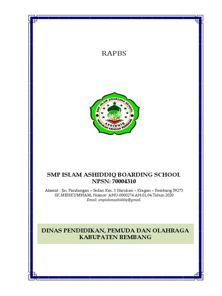 RAPBS SMP Islam Ashiddiq Rembang | PDF