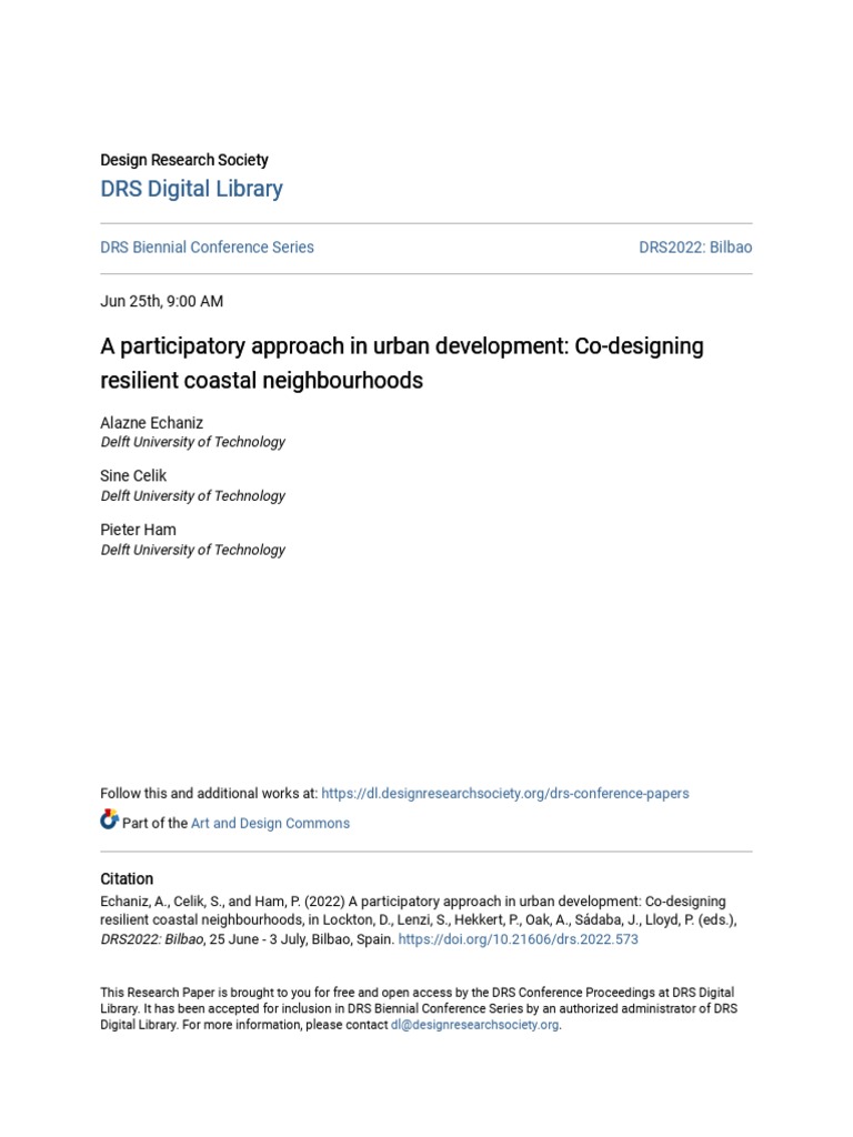 A Participatory Approach in Urban Development - Co-Designing Resil ...