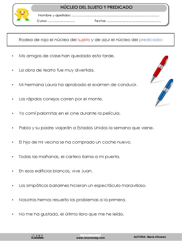 Nucleo Sujeto y Predicado | PDF