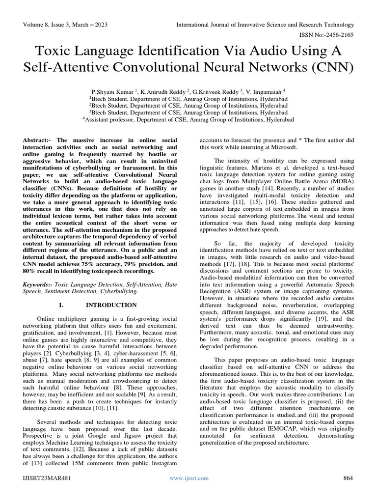Toxic Language Identification Via Audio Using A Self-Attentive ... Toxic Language Identification Via Audio Using A Self-Attentive ...