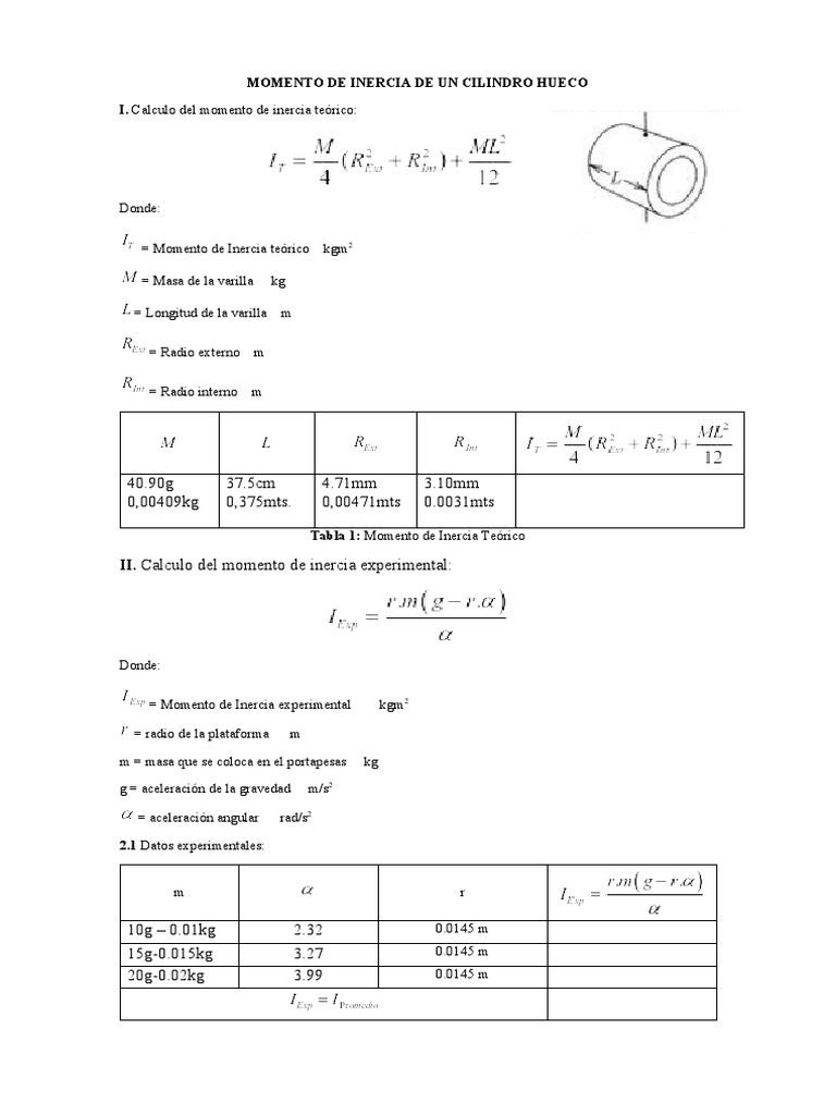 Momento de Inercia de Un Cilindro Hueco | PDF