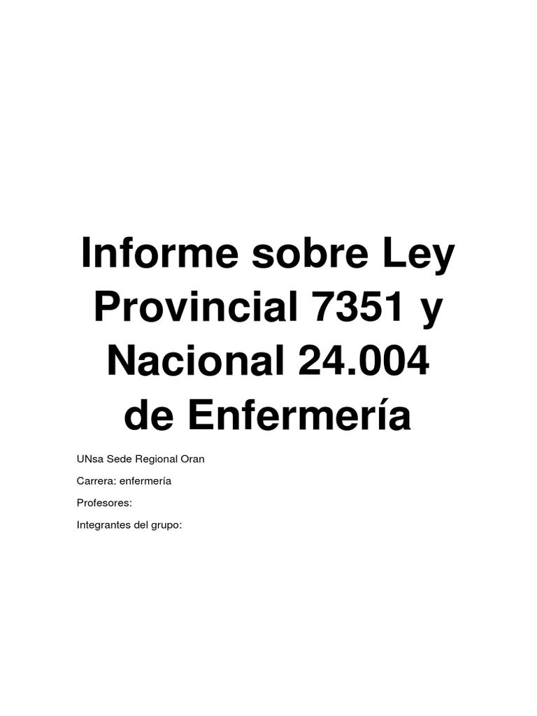 Informe Sobre Ley Provincial 7351 y Nacional 24 (Autoguardado) | PDF ...