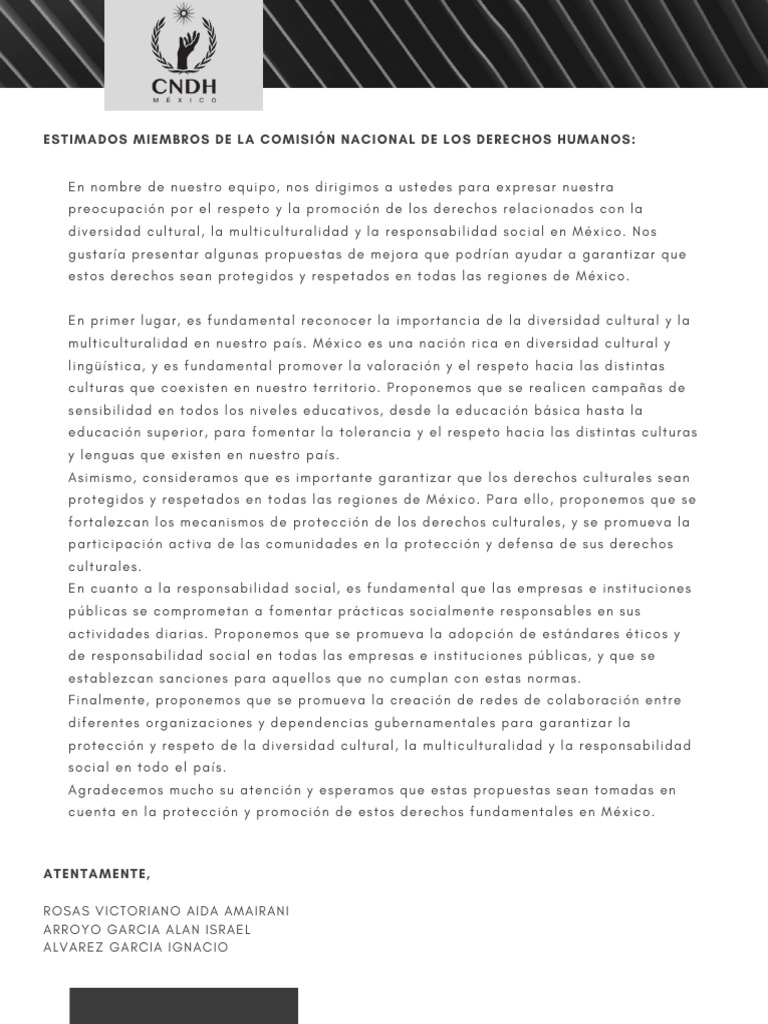 Carta Dirigida A La Cndh Pdf