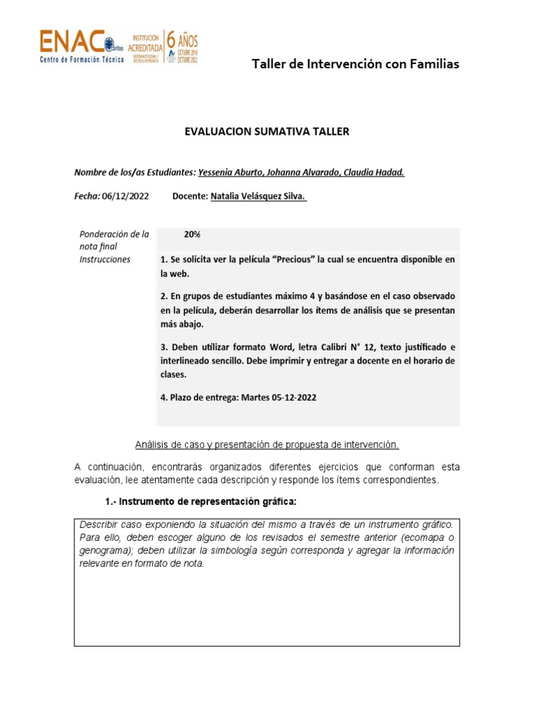 Evaluación Sumativa Taller Final | PDF