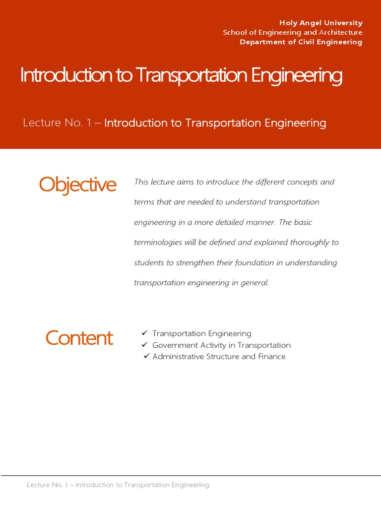 Chapter 1 Intro To Transpo | PDF