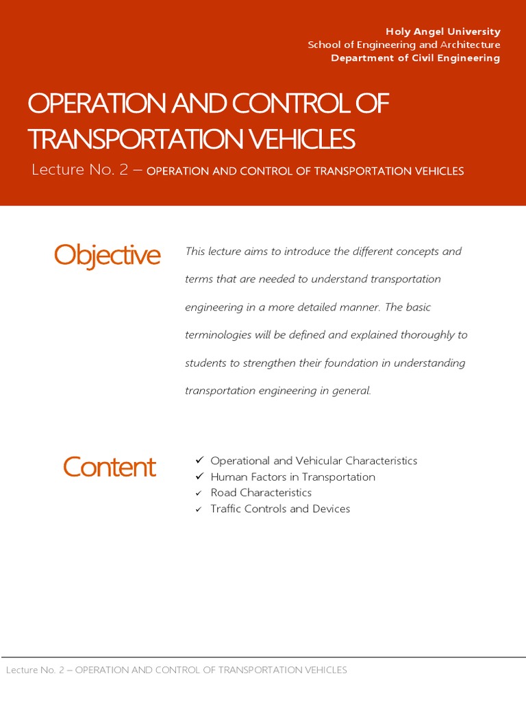 Chapter 2.1 Operation and Control | PDF | Transport | Road Transport