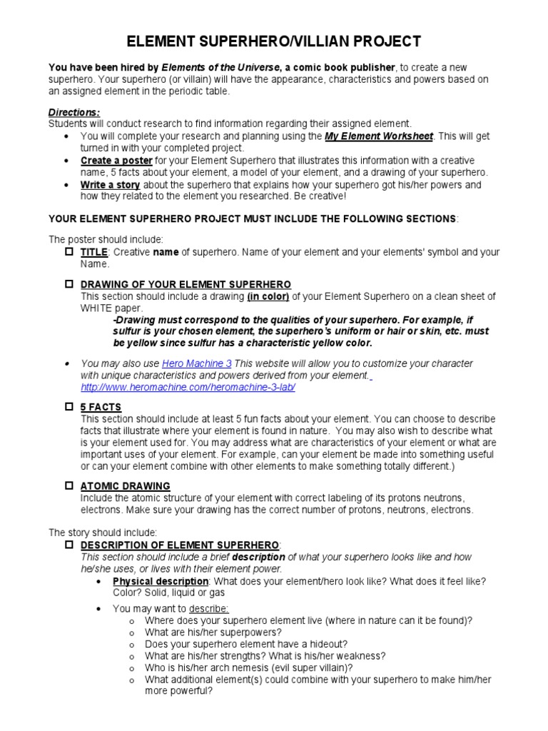 Element - Superhero Project | PDF | Chemical Elements | Metals