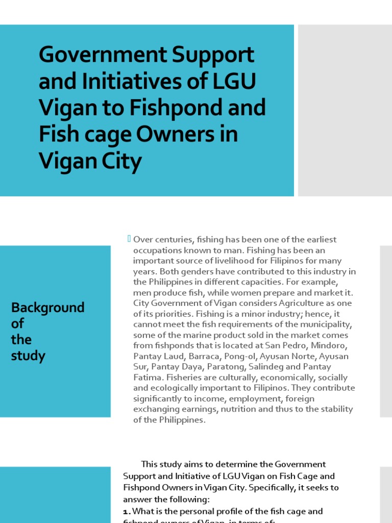 Government Support and Initiatives of LGU Vigan To Fishpond and Fish Cage Owners in Vigan City ...