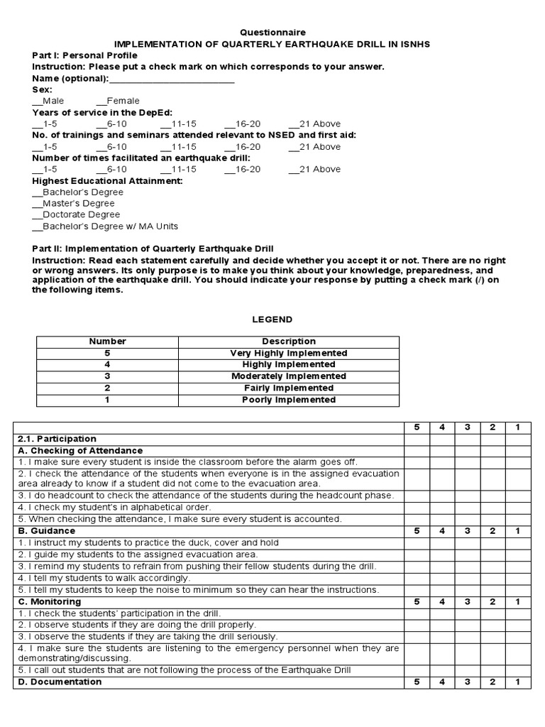 Questionnaire 1 | PDF | Cognition | Learning