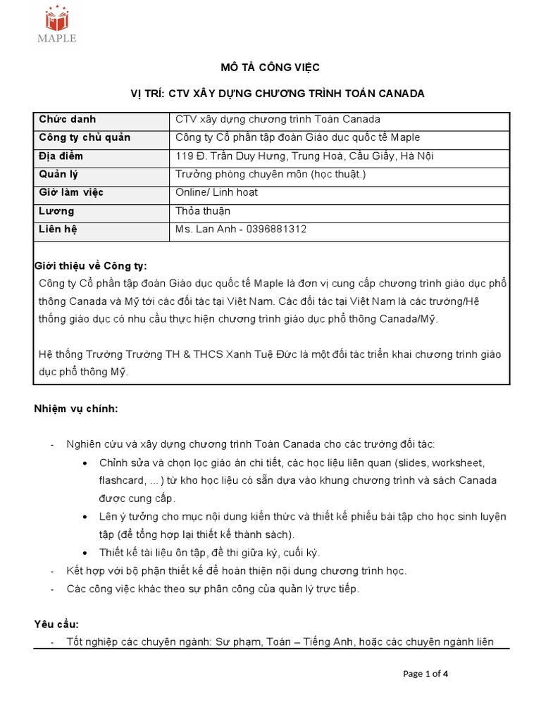 JD CTV Xây Dựng Chương Trình Toán Canada 1 | PDF