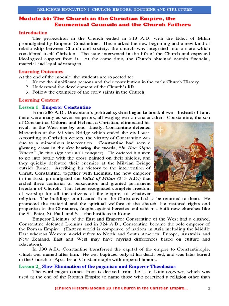 Rel Ed 3 - Module 20 - 14 Font - Church in The Christian Empire | PDF ...
