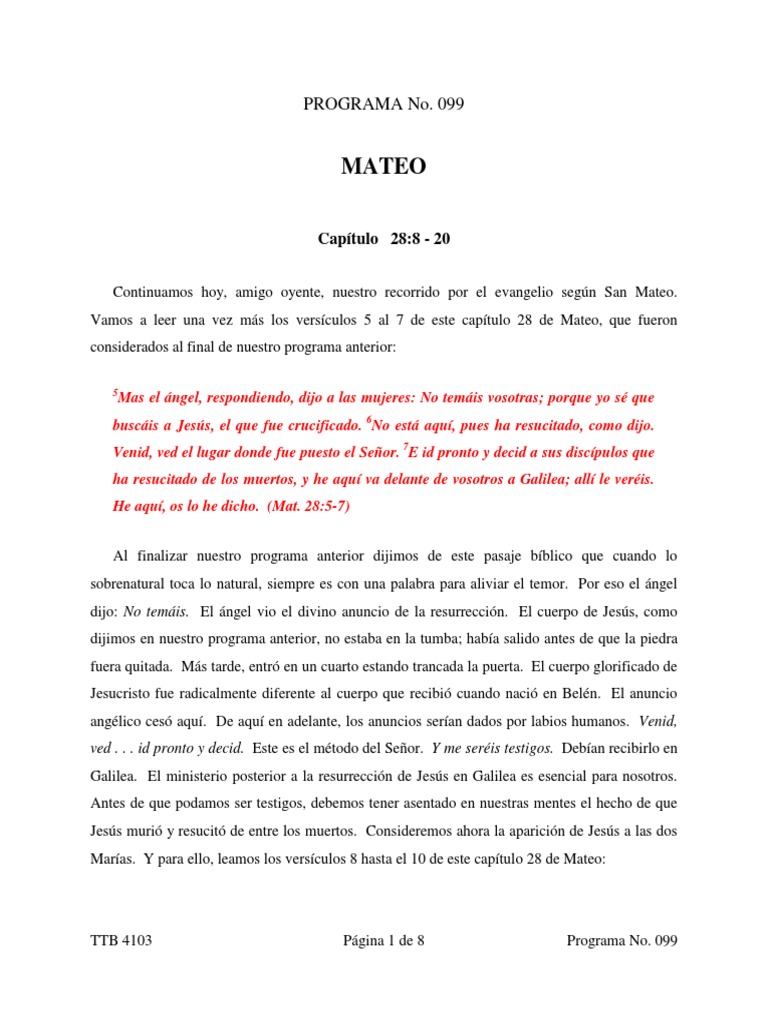 MATEO | PDF | Jesús | La resurrección de Jesús