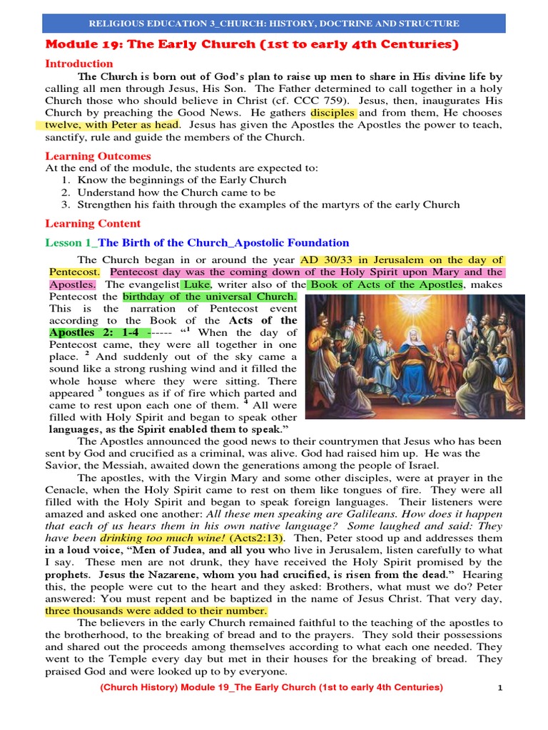 Rel Ed 3 - Module 19 - Early Church - 14 Font | Download Free PDF ...