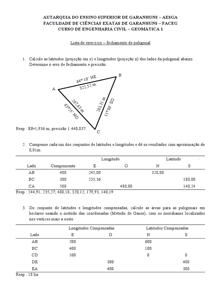 Lista de Exerc Cio 2 | PDF | Polígono | Geometria