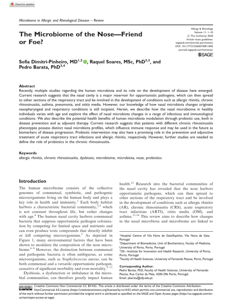 1. Microbiome of the Nose 2020 | PDF | Microbiota | Pneumonia