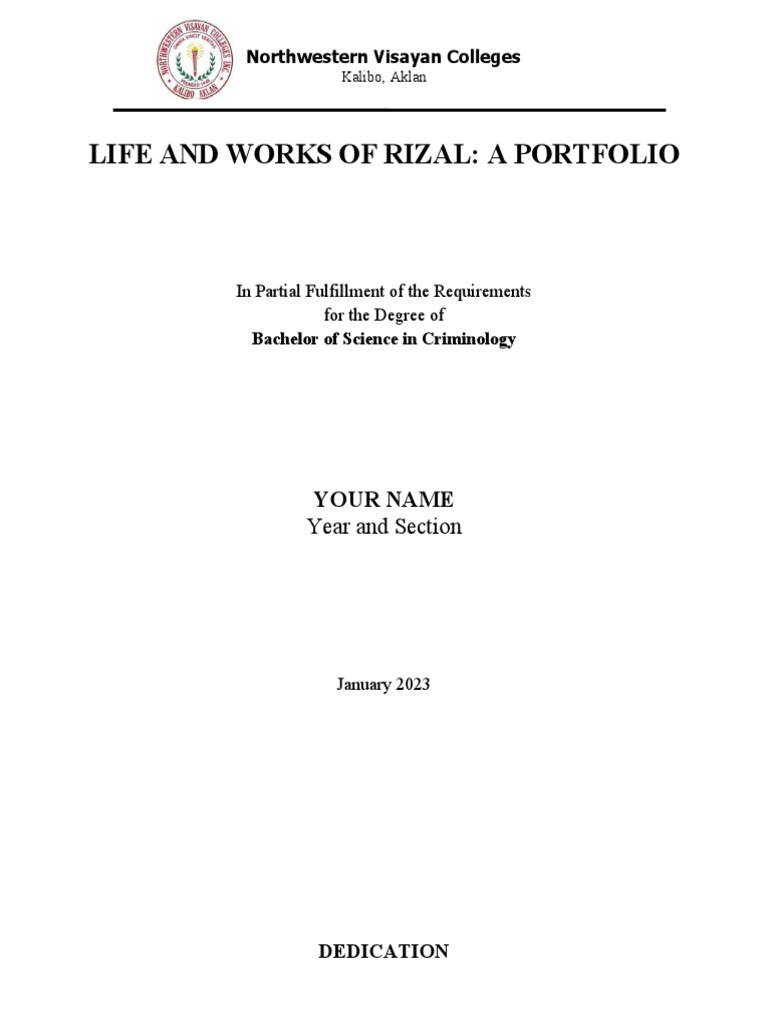 LIFE AND WORKS OF RIZAL - A Portfolio | PDF | Philippines | Virtue