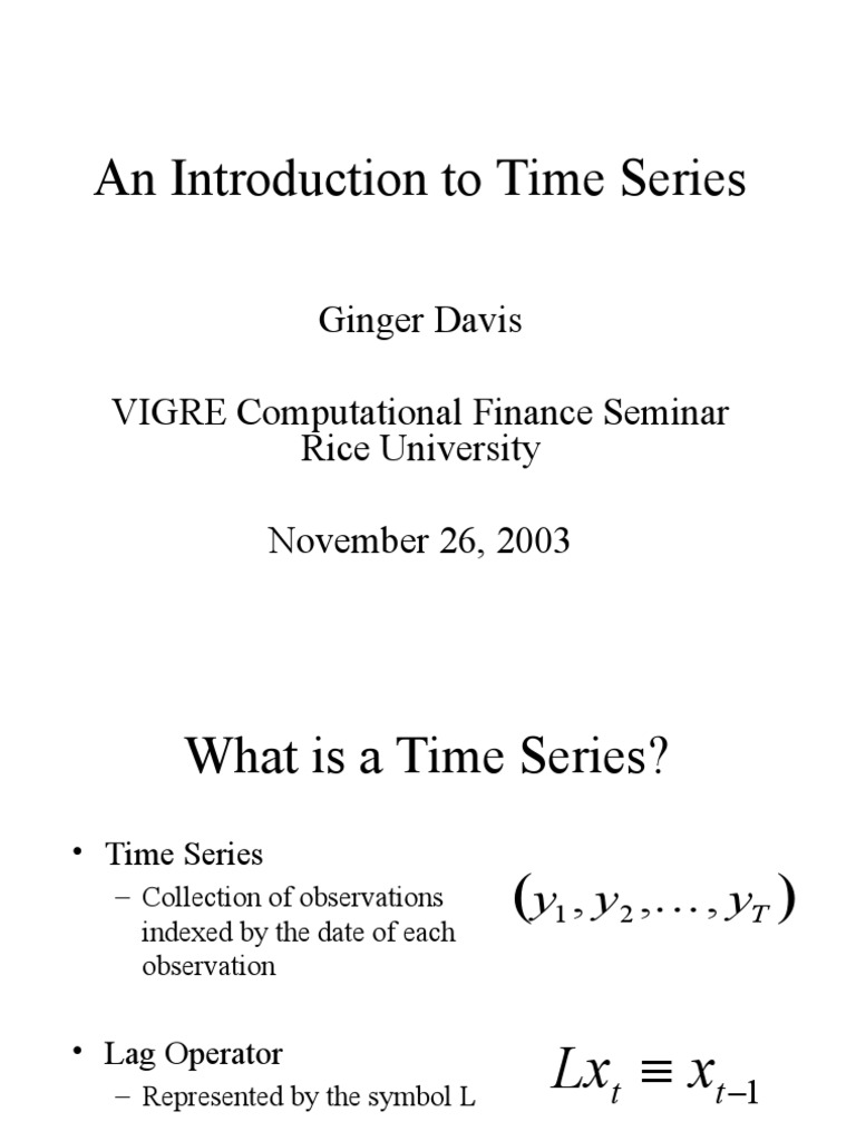 Timeseries Presentation Pdf Autoregressive Model Stationary Process