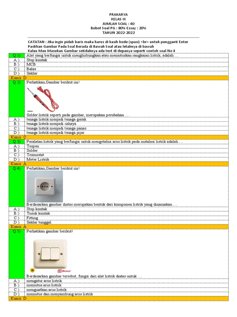 Soal Pat Prakarya KLS Ix SMT 2 | PDF