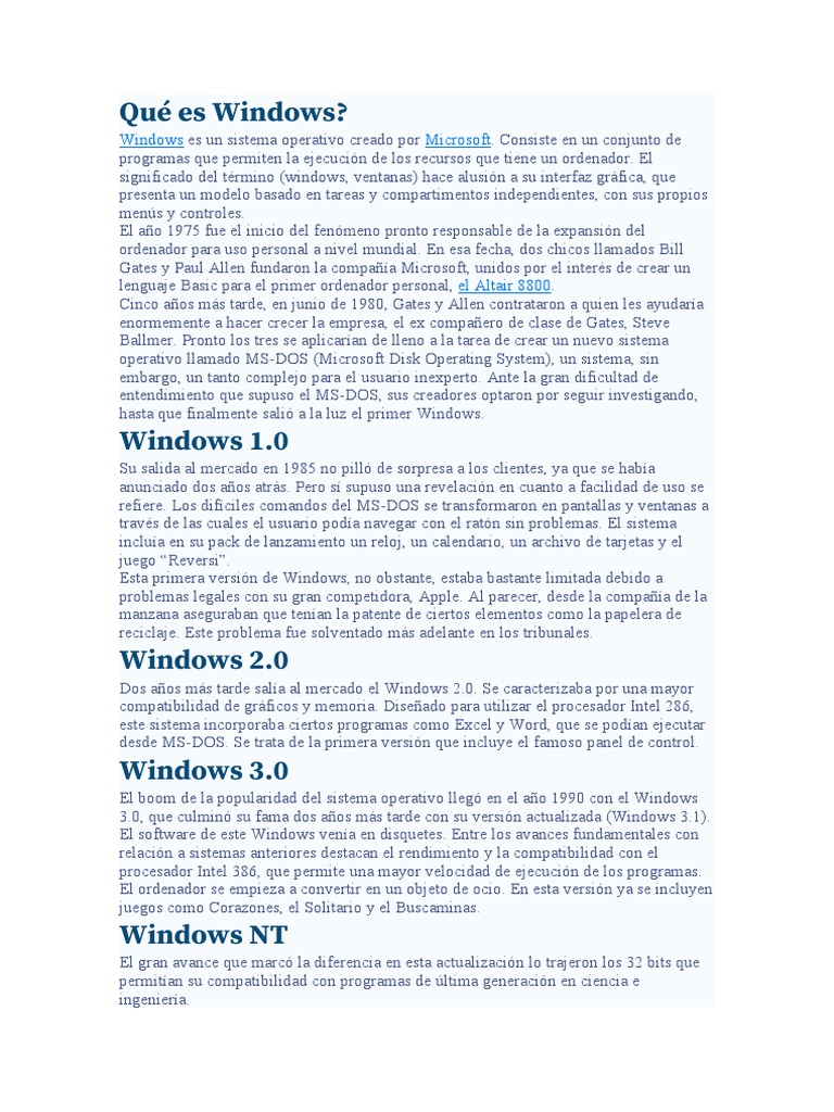 Qué es Windows | PDF | Windows 10 | Microsoft Windows