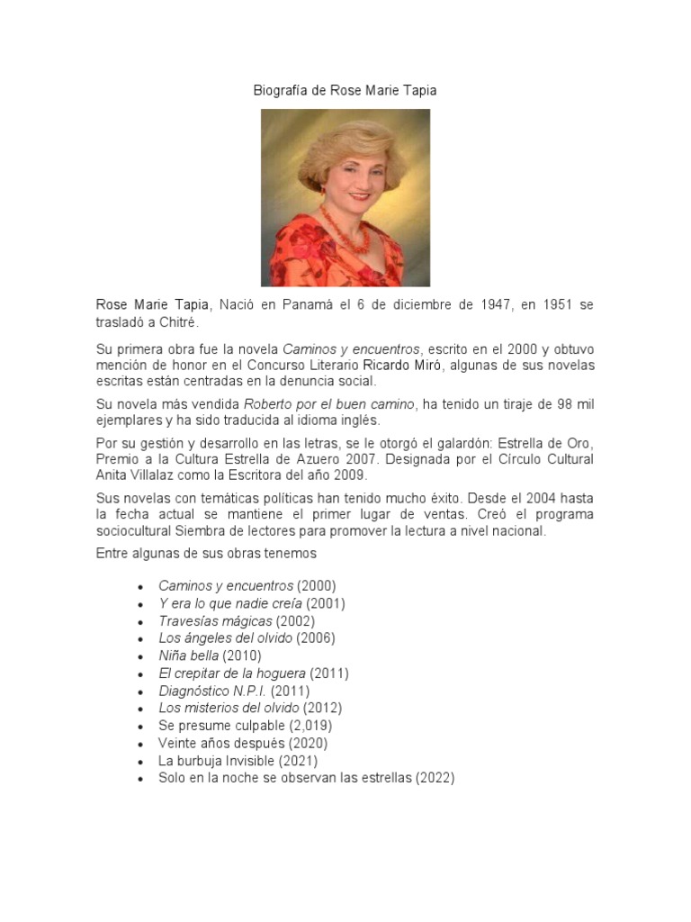 Biografía de Rose Marie Tapia | PDF