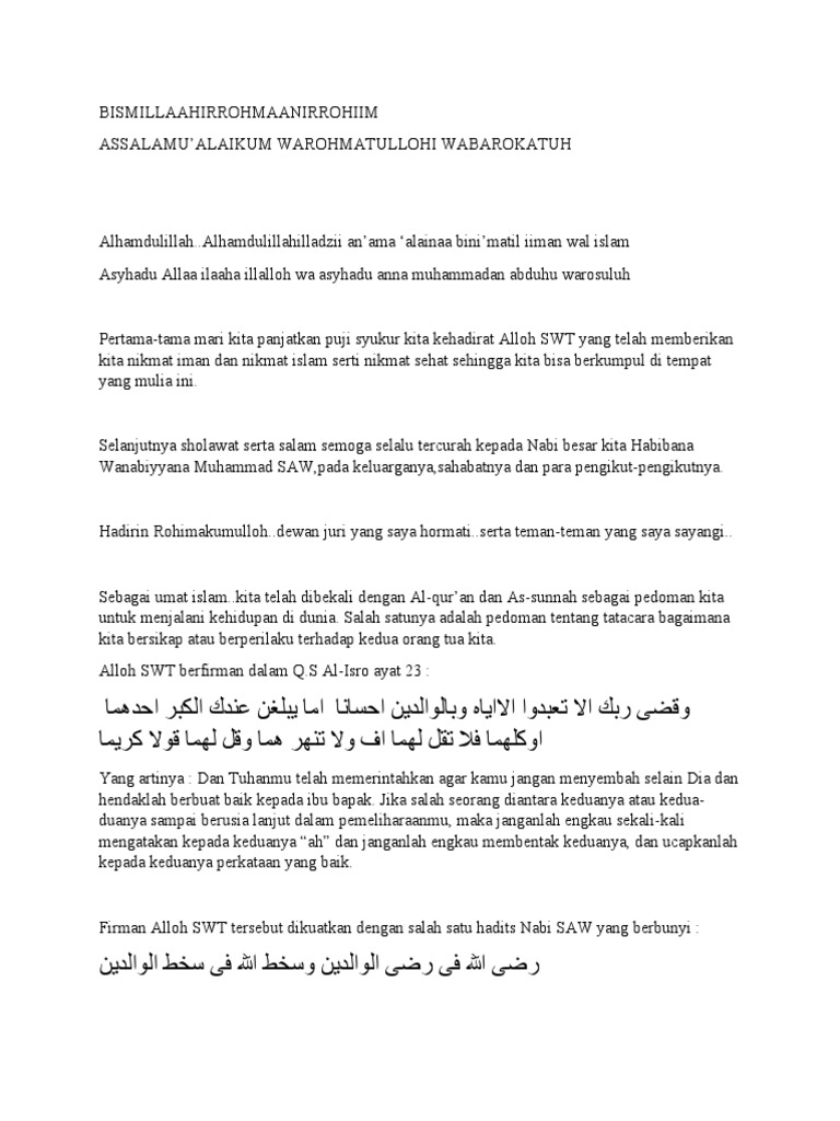 Pidato Birrul Walidain 23 | PDF | Agama & Spiritualitas