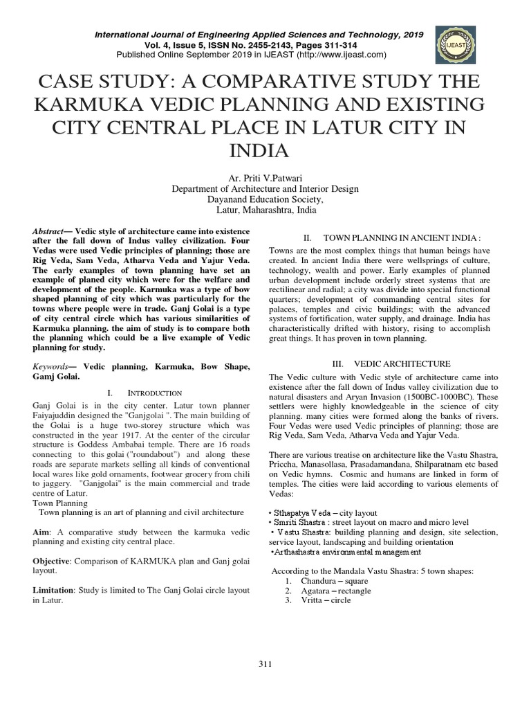 A Comparative Study The Karmuka Vedic Planning and Existing City ...