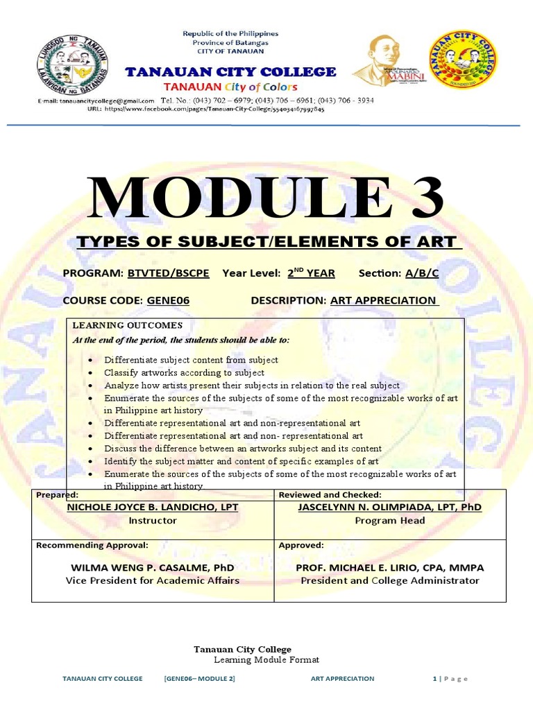 Art Appreciation Module 3 | PDF | Composition (Visual Arts) | Shape