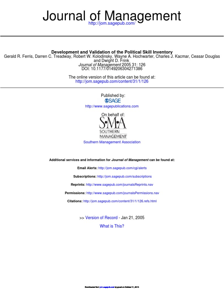 Ferris - Et - Al-2005-Development and Validation of The Political Skill ...