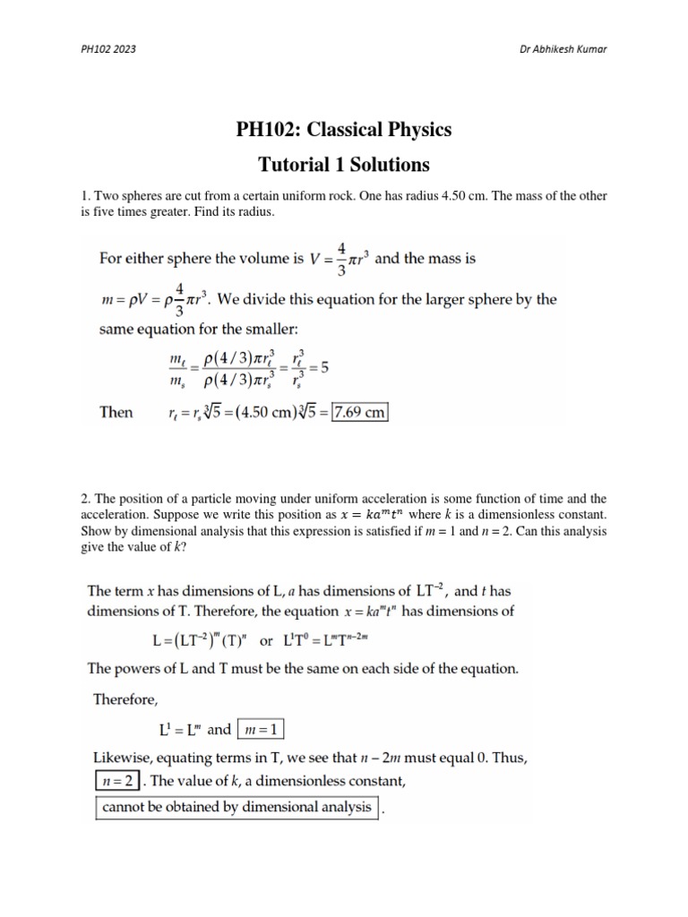 Tutorial 1 Solutions PDF | PDF
