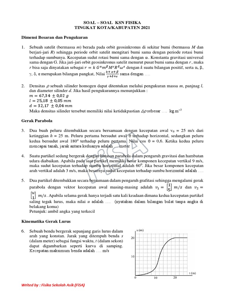 Soal Soal KSN Tingkat Kota 2021 PDF | PDF