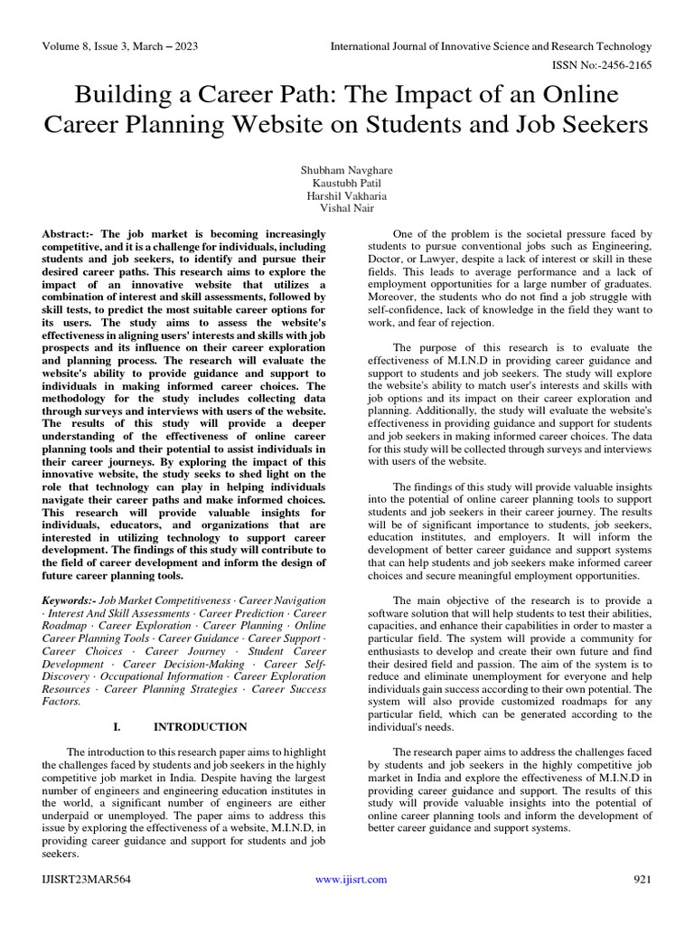 Building A Career Path The Impact Of An Online Career Planning Website