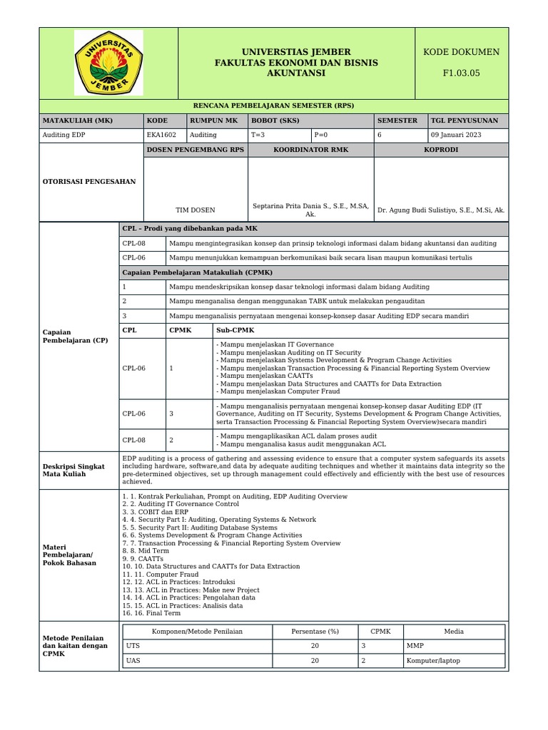 RPS Auditing EDP OBE | PDF