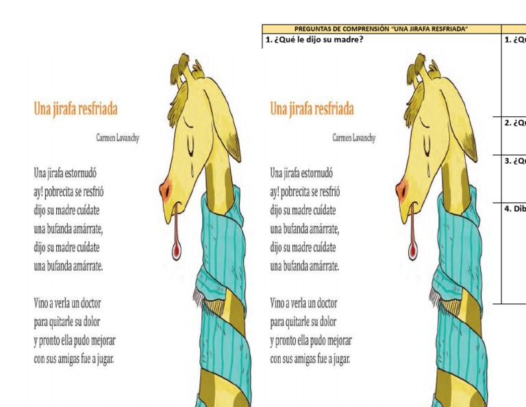 PREGUNTAS DE COMPRENSIÓN Jirafa | PDF